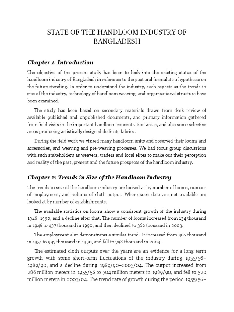 Bangladesh Handloom Industry Analysis | PDF | Weaving | Loom