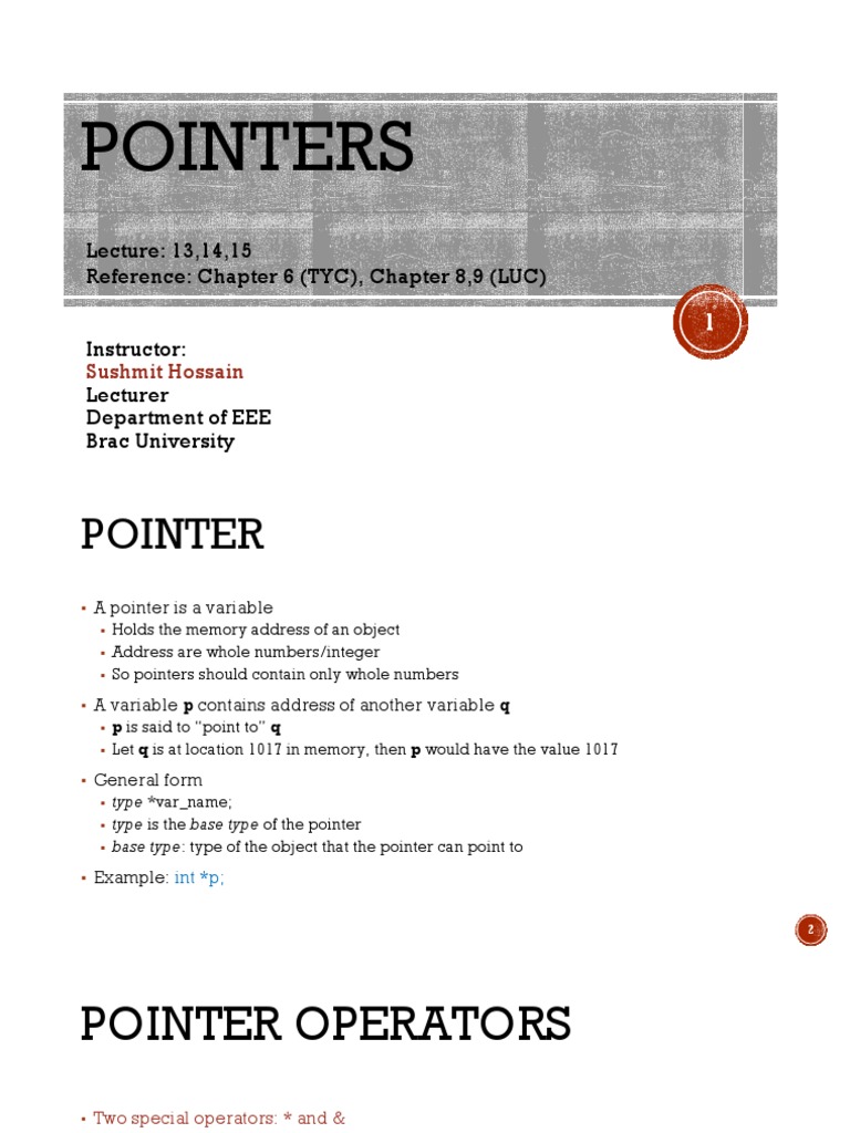 Cse161 Lec 13 14 15 Pointers Pdf Pointer Computer Programming Integer Computer Science 
