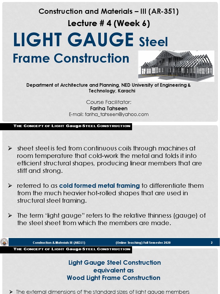 Light Gauge Steel Frame Construction | PDF | Sheet Metal | Framing ...