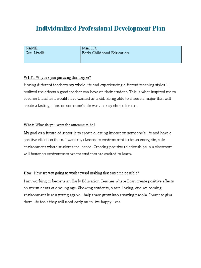 Individualized Professional Development Plan | PDF | Teachers ...