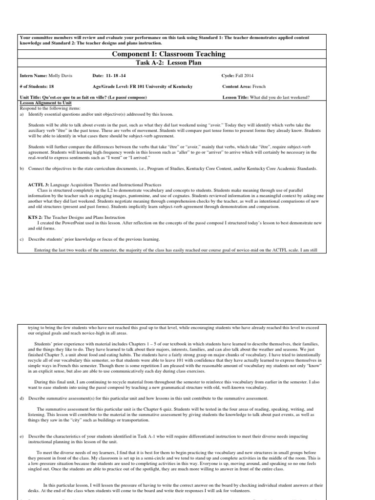 Lesson Plan 2 | Download Free PDF | French Conjugation | Language Mechanics