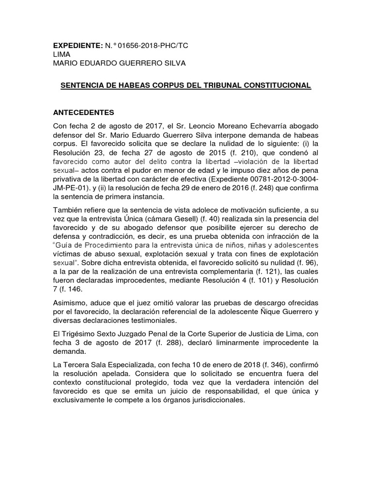 Sentencia De Habeas Corpus Pdf Sentencia Ley Derecho Penal