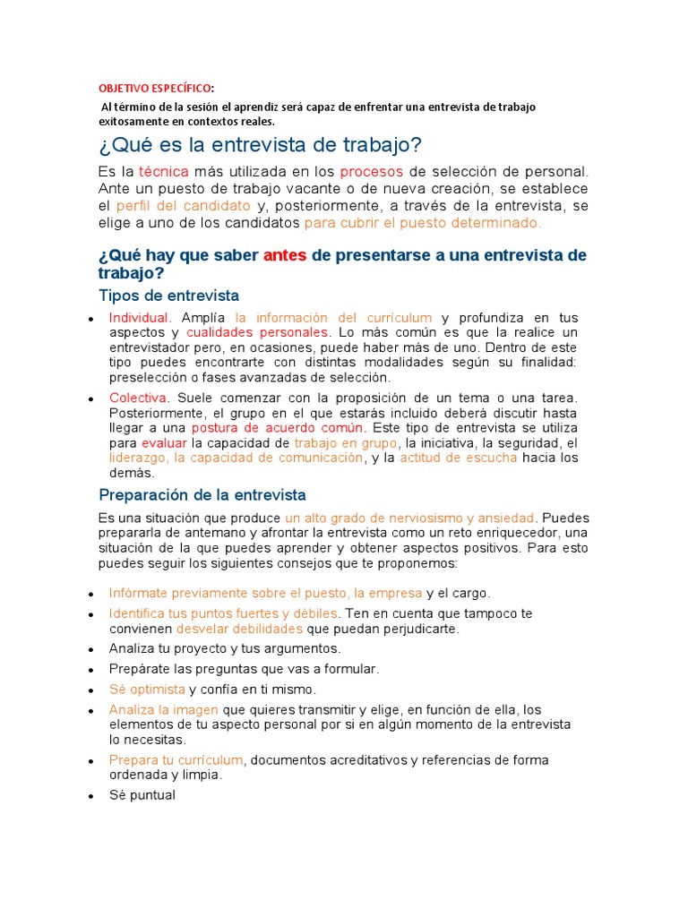 Guía para la Entrevista de Trabajo | PDF | Entrevista de trabajo