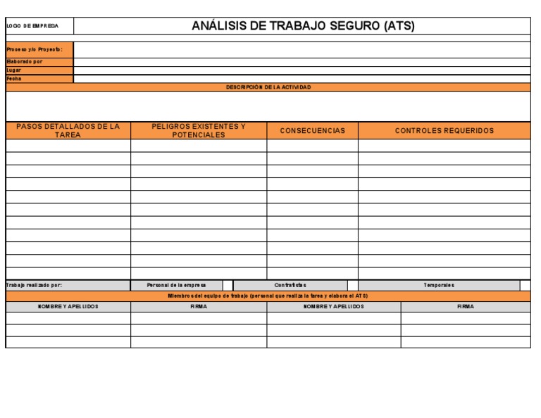 Formato Ats Analisis de Trabajo Seguro | PDF Formato Ats Analisis de Trabajo Seguro | PDF