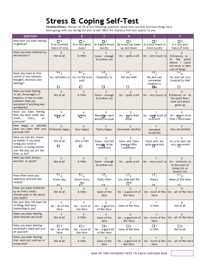 Stress & Coping Self-Test Guide | PDF | Mind | Feeling