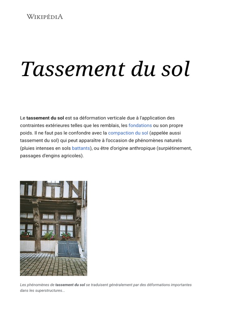 Tassement Du Sol - Wikipédia | PDF | Composant | Design environnemental