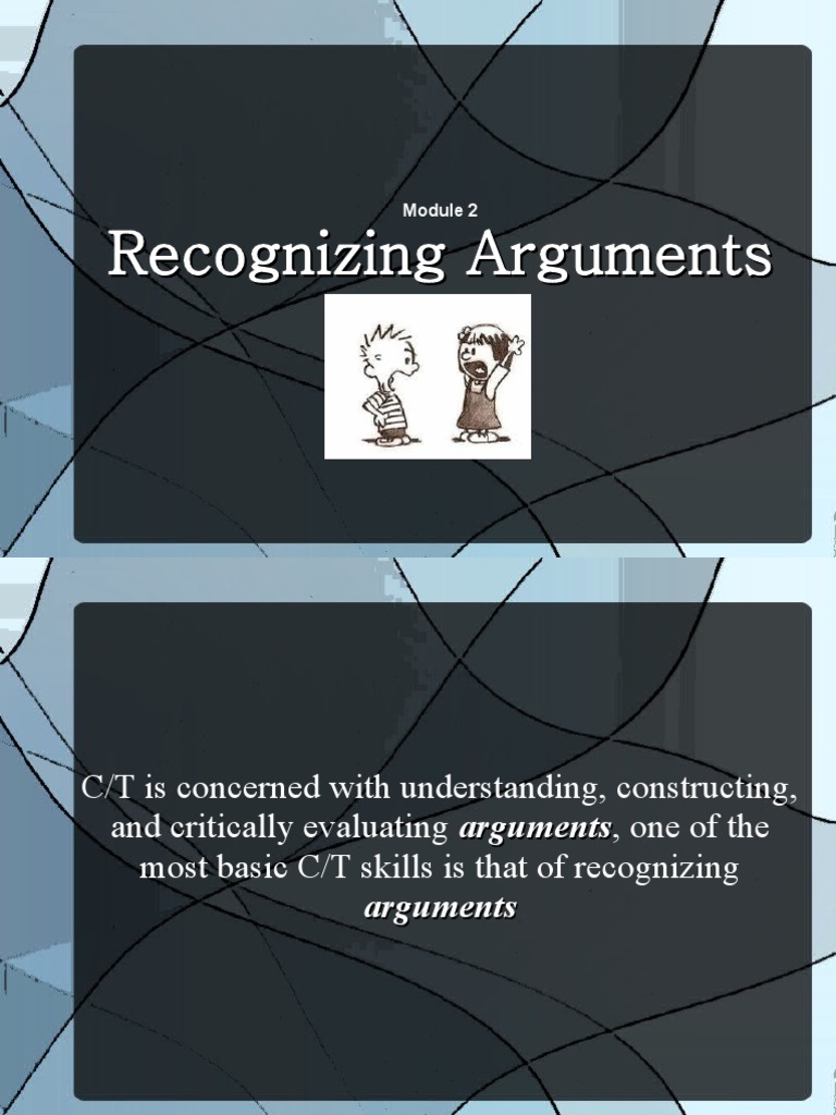 Recognizing Arguments St Ho2 Pdf Argument Reason