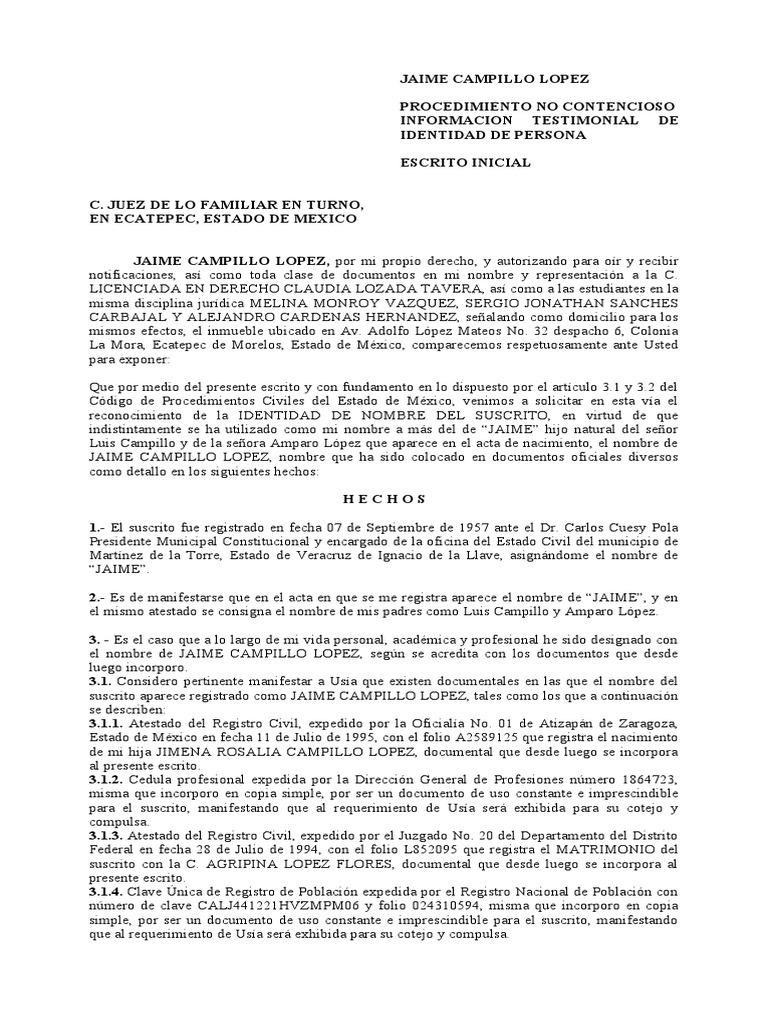 Juicio de Identidad de Persona | PDF | México | Gobierno y personalidad