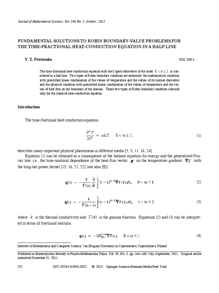 Fundamental Solutions To Robin Boundary-Value Problems For The Time ... Fundamental Solutions To Robin Boundary-Value Problems For The Time ...