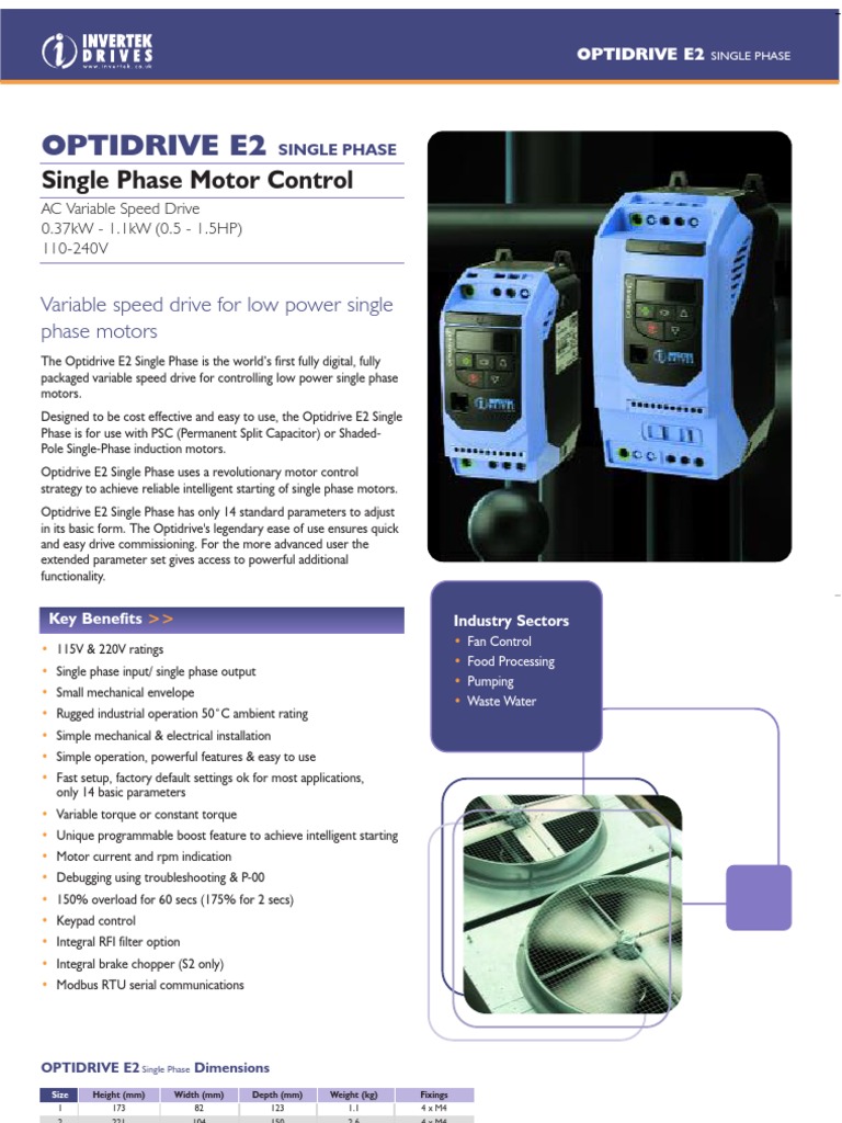 An Overview of the Optidrive E2 Variable Speed Drive for Controlling ...