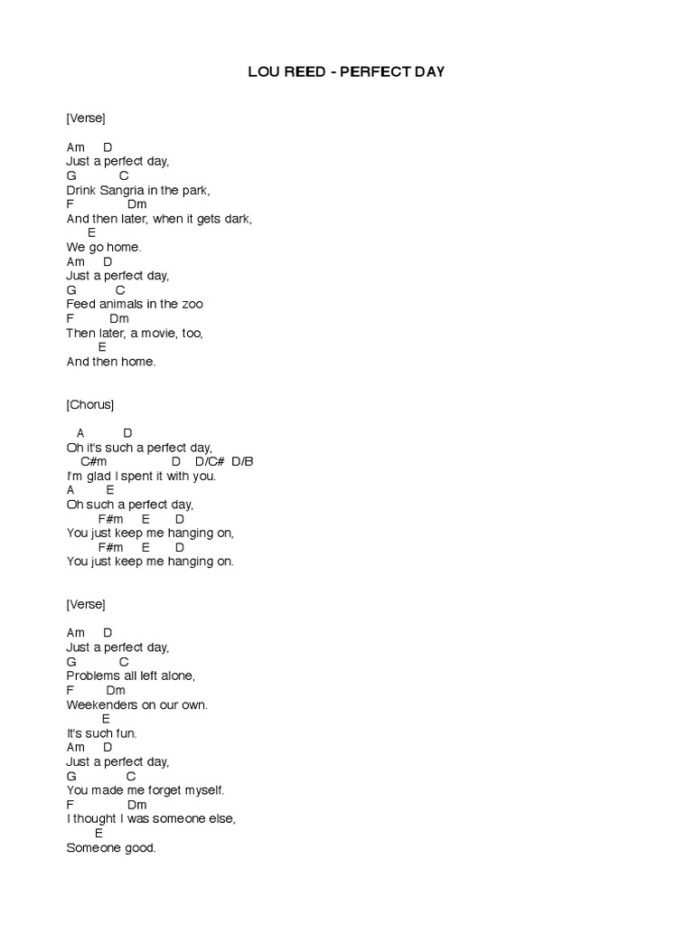 Lou Reed Perfect Day | PDF