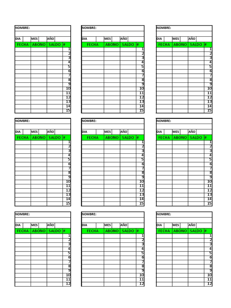 Formatos de Tarjetas de Prestamo | PDF