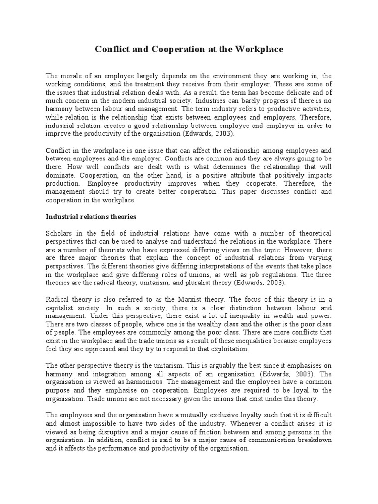 Conflicts and Cooperation | PDF | Industrial Relations | Employment