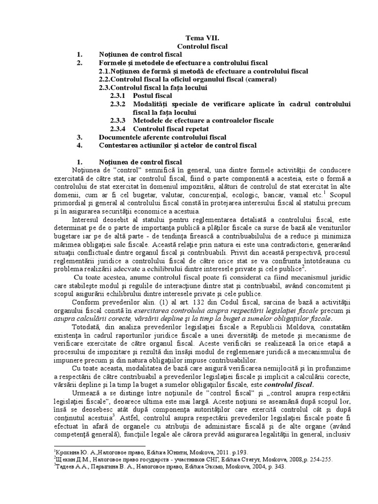 Tema 7 - Controlul Fiscal | PDF