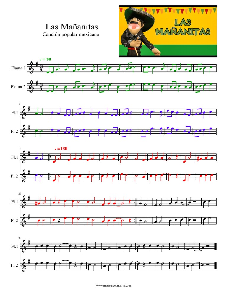 Las Mananitas Cancion Popular Mexicana Partitura | PDF