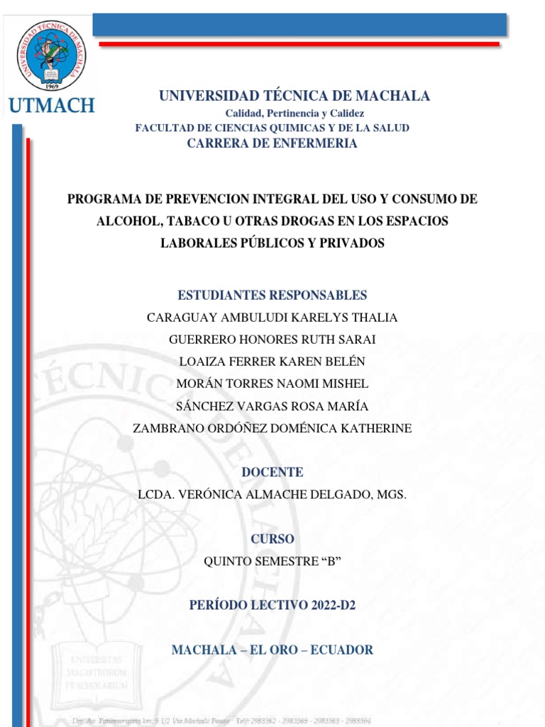Programa de Prevencion Integral Del Uso y Consumo de | PDF | La dependencia de sustancias | Drogas