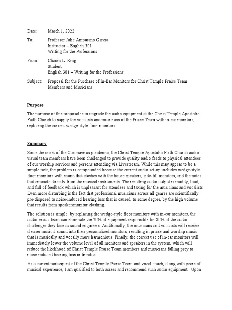 Eng301 - Final Proposal Clking | PDF | Tinnitus | Headphones