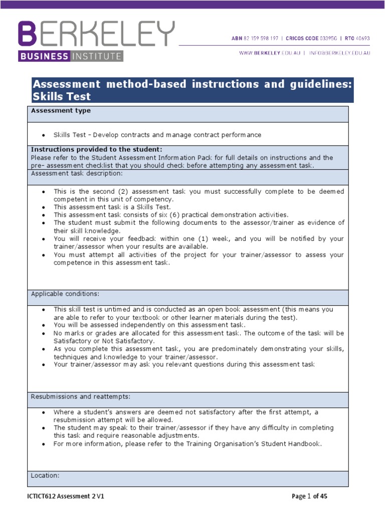 Skills Test: Develop Contracts and Manage Performance | PDF ...