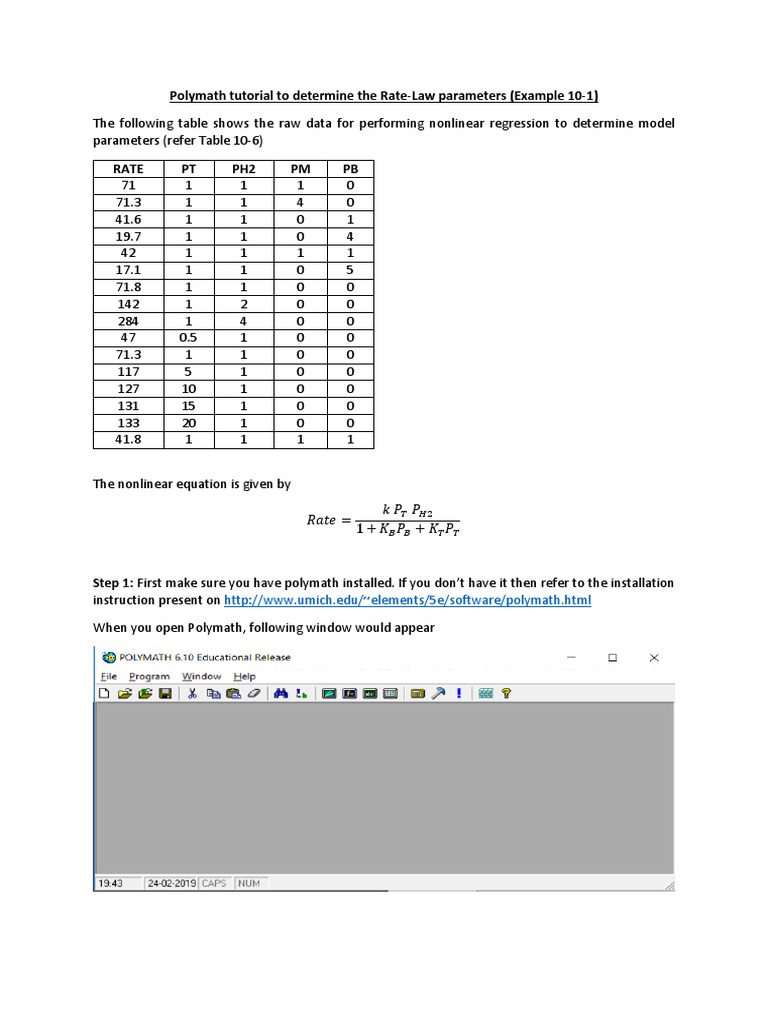 Polymath Tutorial For LEP-10-1 | PDF | Regression Analysis | Parameter (Computer Programming)