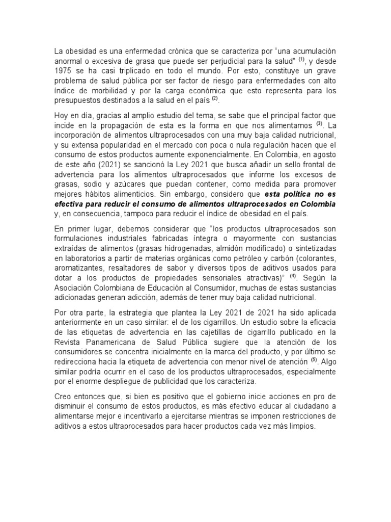 Ensayo Comida Chatarra | PDF | Alimentos | Comida chatarra