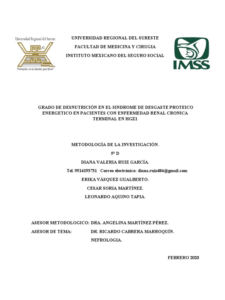 01 5D SX Desgaste Informe Final | PDF | Enfermedad renal crónica | Hemodiálisis