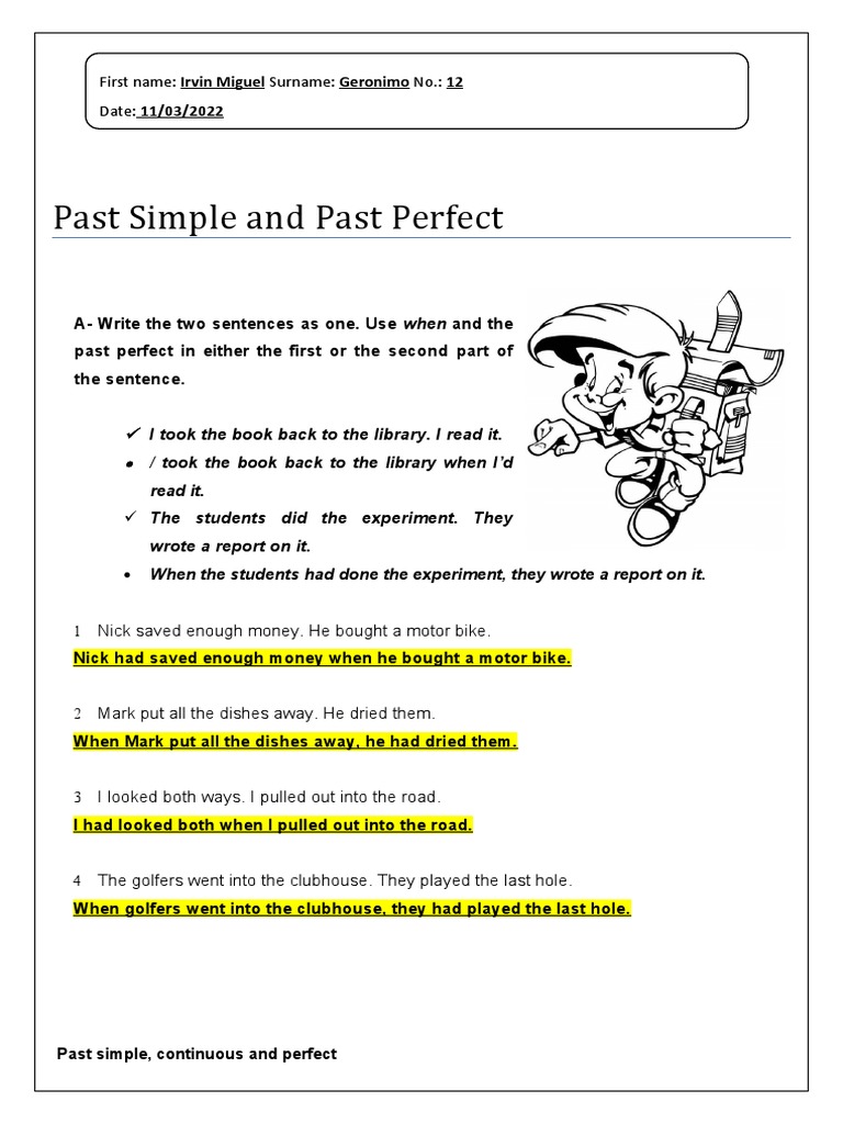 Past Simple Past Perfect | PDF