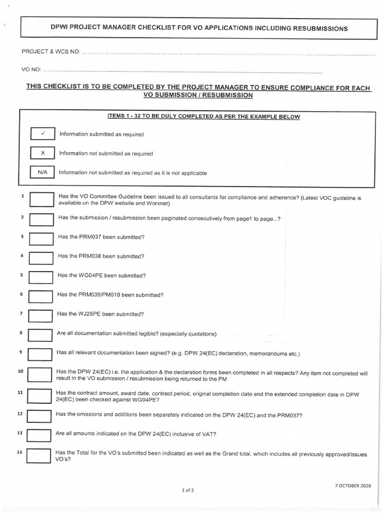 VOC Checklist | PDF