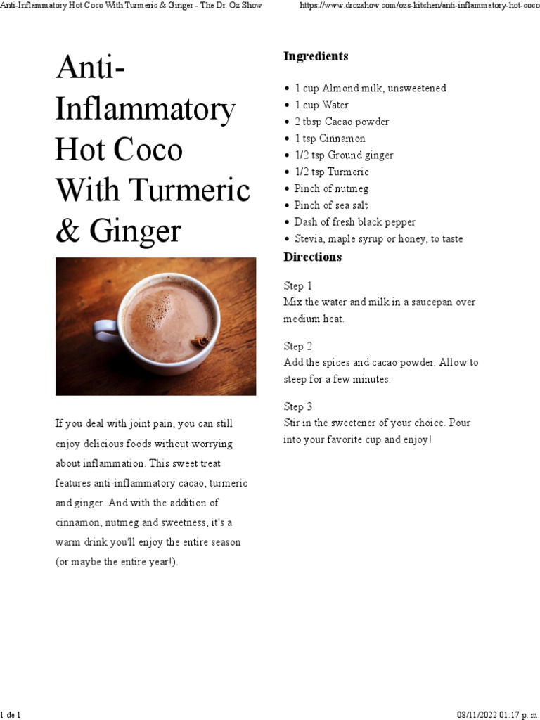 Anti-Inflammatory Hot Coco With Turmeric & Ginger - The Dr. Oz Show ...