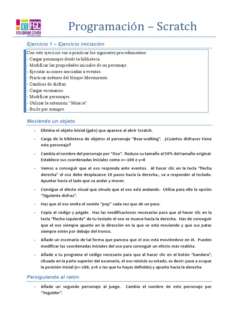 Ejercicio 1 | PDF | Scratch (lenguaje de programación) | Informática
