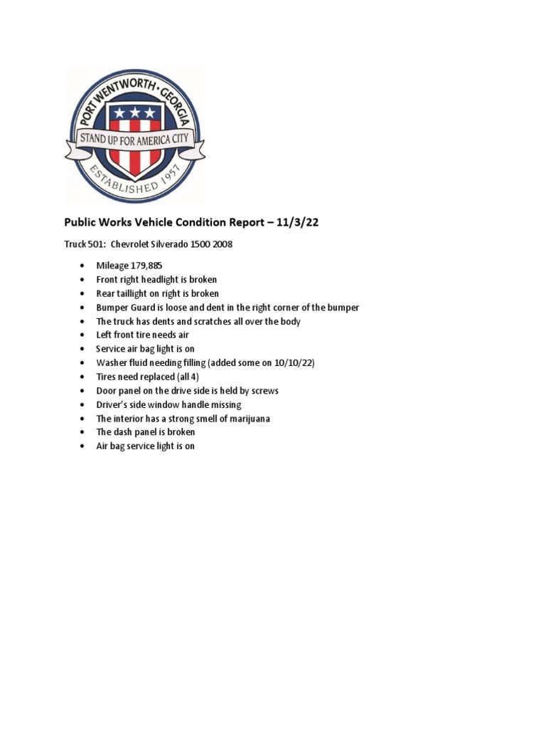 Vehicle Condition Report PW | PDF | Ford F Series | Truck