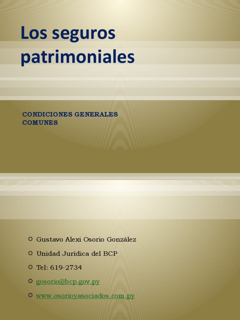 Los Seguros Patrimoniales | PDF | Póliza de seguros | Derecho contractual