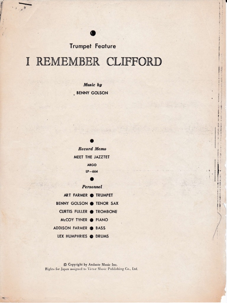 I Remember Clifford Meet The Jazztet 1960 | PDF | American Jazz ...