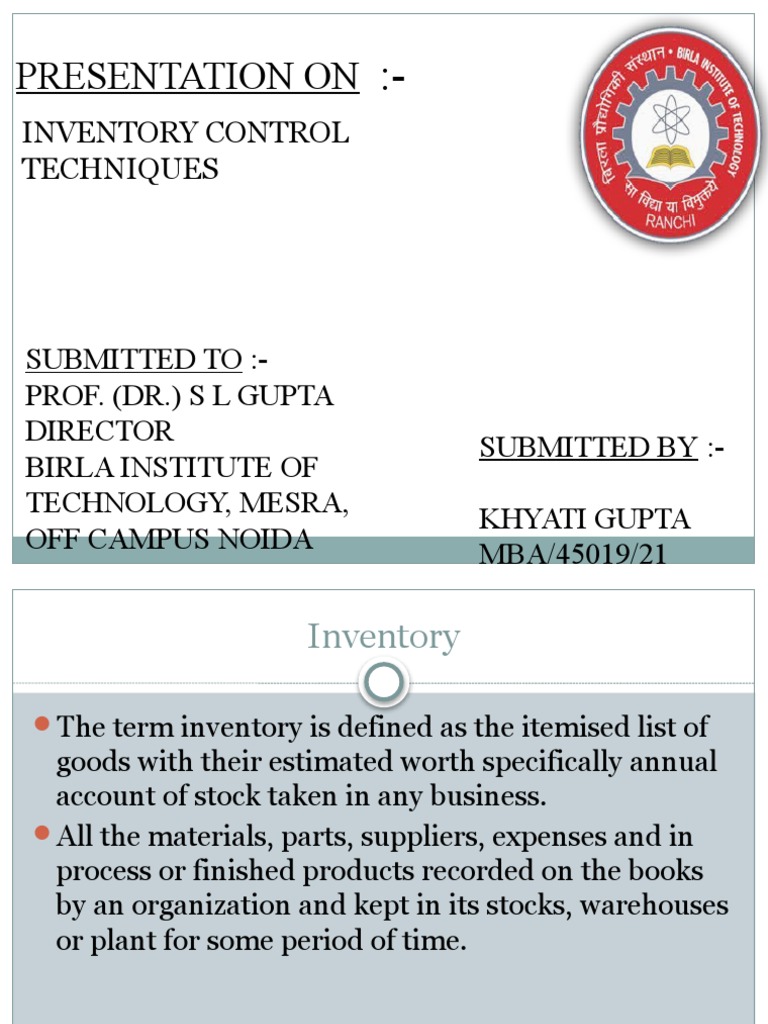 Inventory Control Techniques | PDF | Inventory | Prices