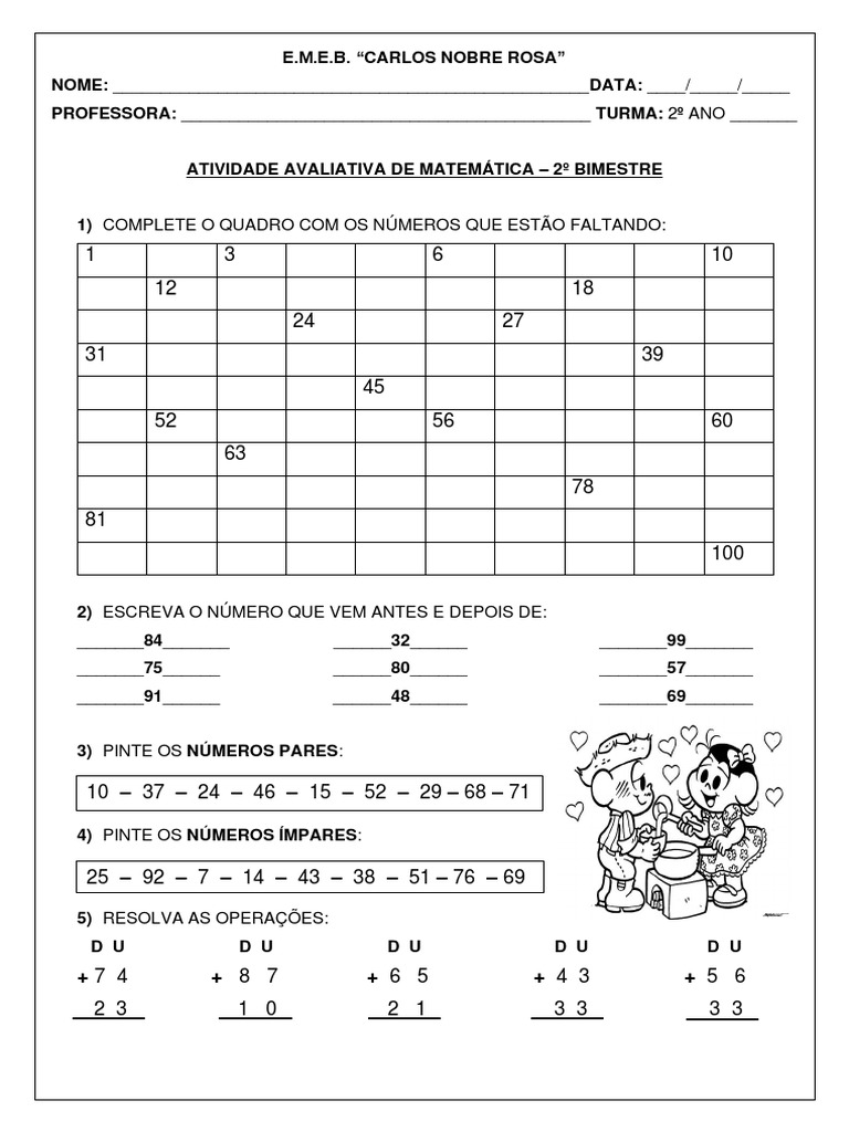 Avaliação De Matematica 2 Bimestre Pdf