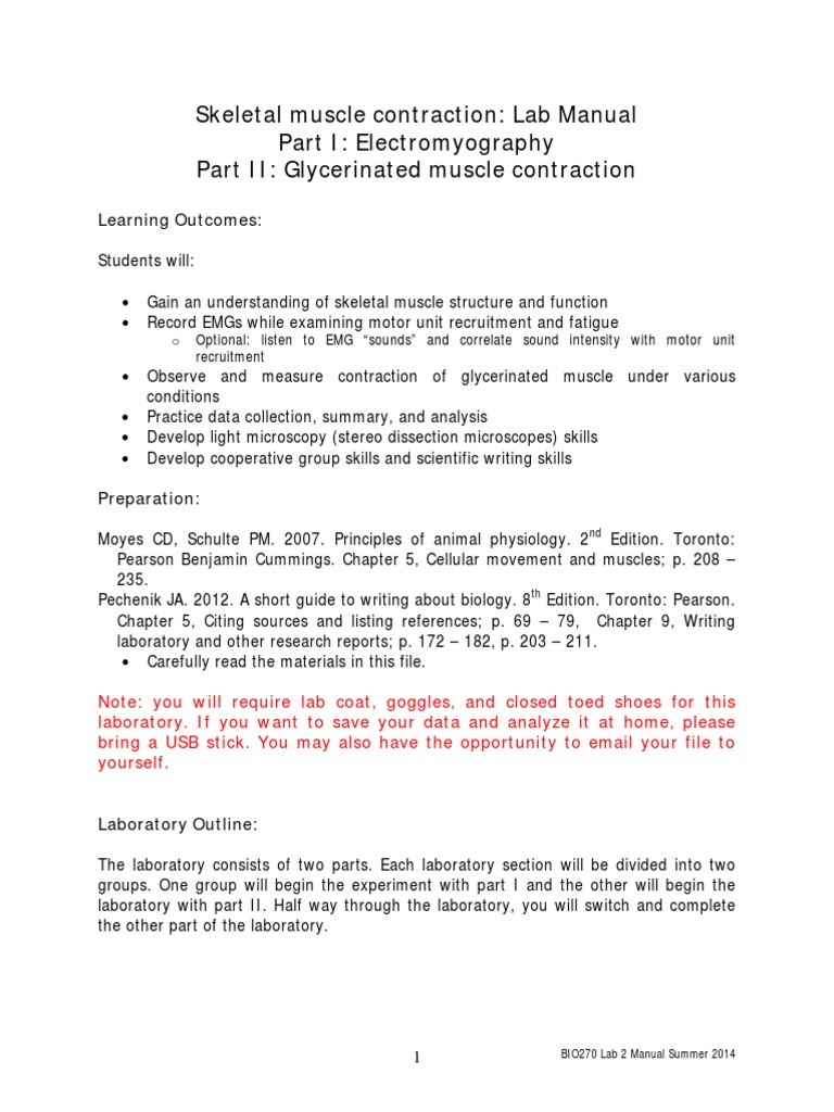 Electromyography Lab Manual | PDF | Electromyography | Skeletal Muscle