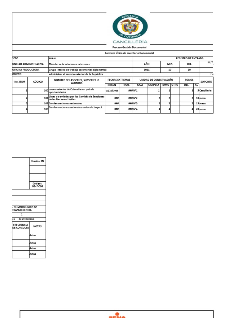 GD-F-004 Formato Inventario Documental | PDF | Gestión de registros
