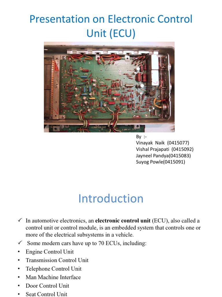 Presentation On Electronic Control Unit (ECU) 92,77,83 | PDF | Fuel ...