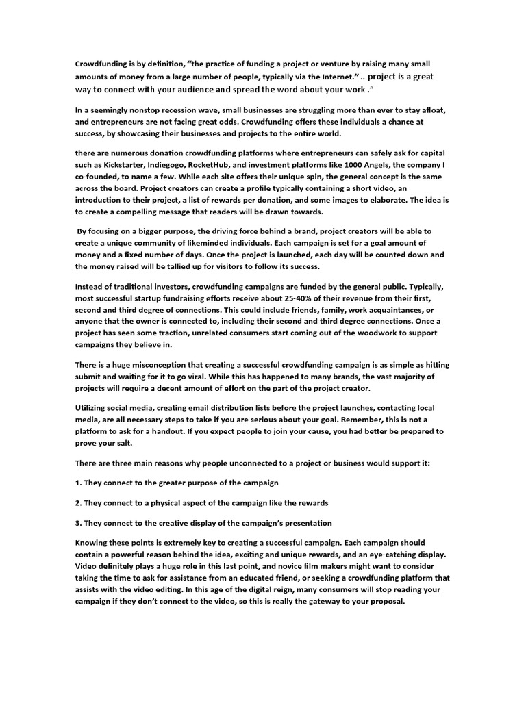 Understanding Crowdfunding Basics | PDF | Public Sphere | Business