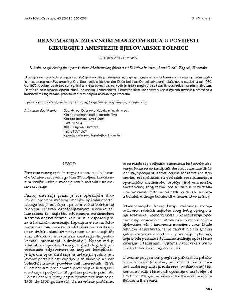 Reanimacija Masažom Srca | PDF