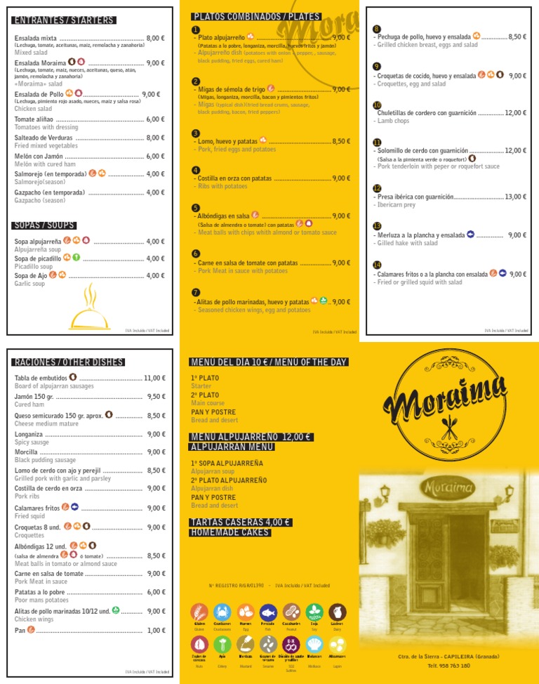 Moraima Moraima: Entrantes / Starters Platos Combinados / Plates ...