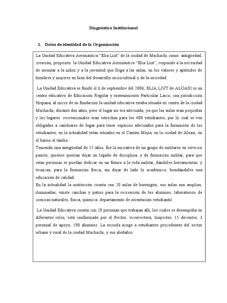 Diagnóstico Institucional | PDF | Institución | Ministerio (Departamento de Gobierno)