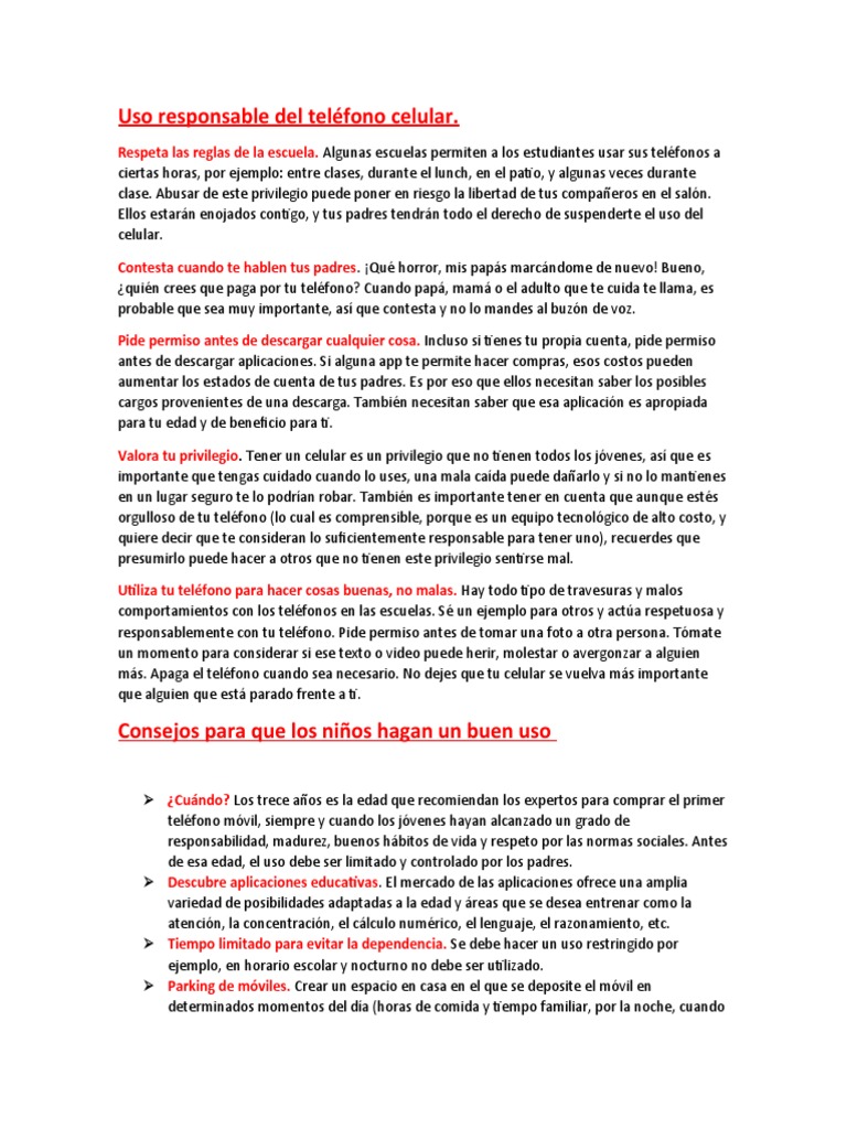 Uso Responsable | PDF | Teléfonos móviles