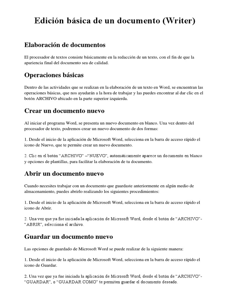 5) Edicion Basica de Un Documento | PDF | Archivo de computadora ...
