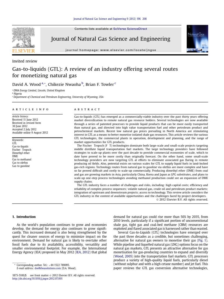 Gas-to-Liquids Technologies Review | PDF | Gas To Liquids | Natural Gas