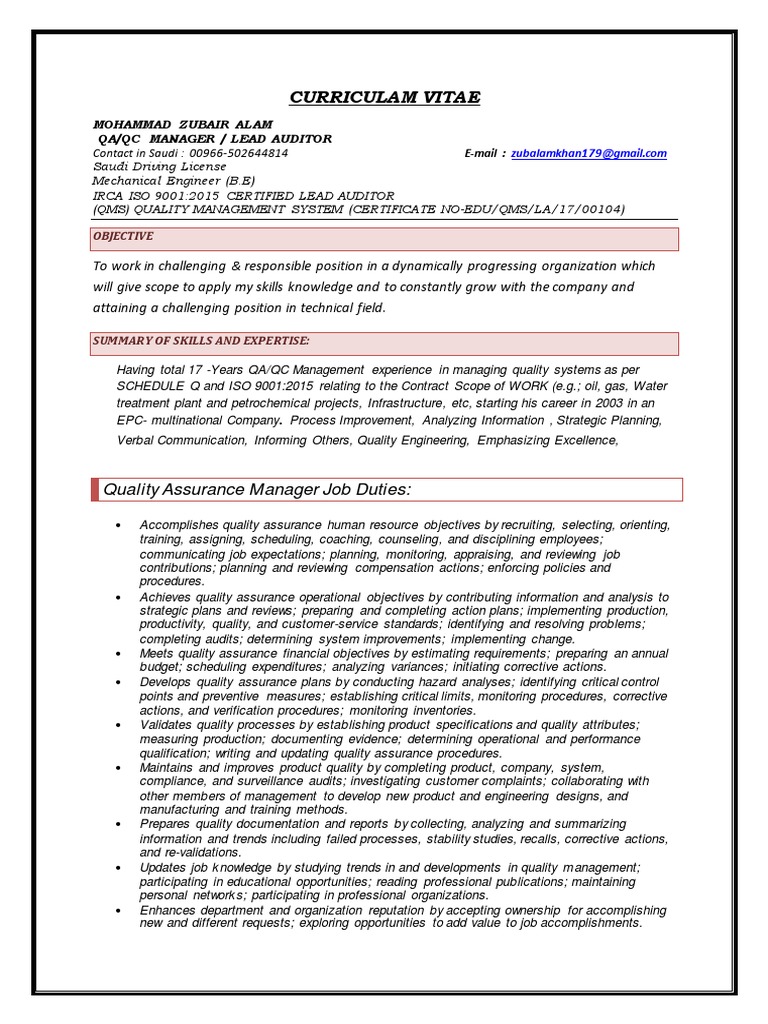Qa - QC Manager | PDF | Quality Assurance | Valve Qa - QC Manager | PDF | Quality Assurance | Valve