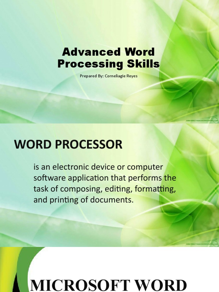 Advanced Word Processing Skills | PDF | Computers