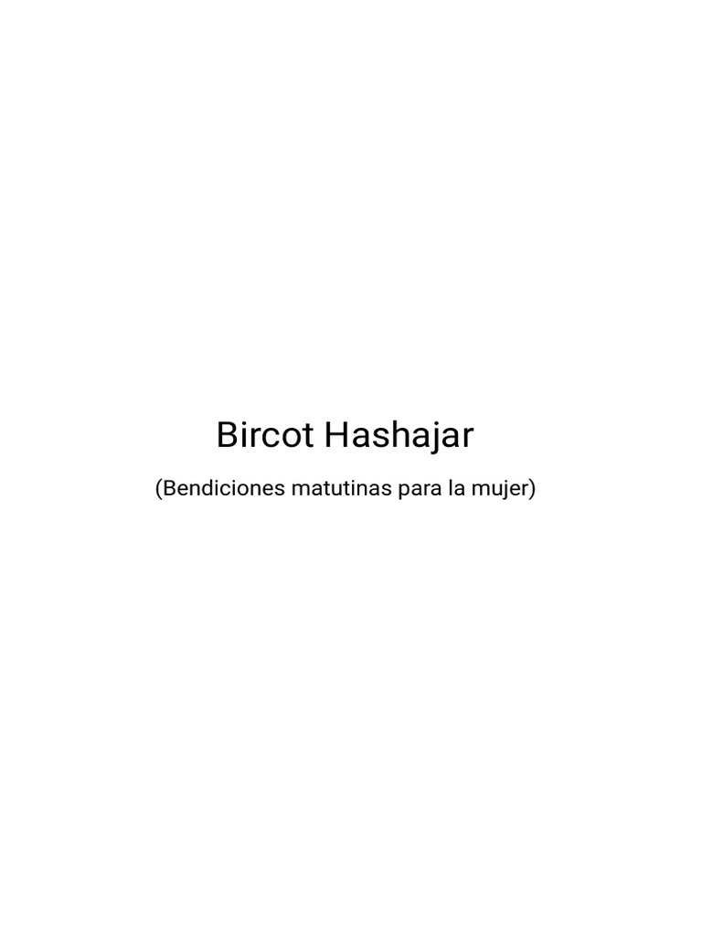Birkot Hashajar | PDF | Teología | Creencia religiosa y doctrina