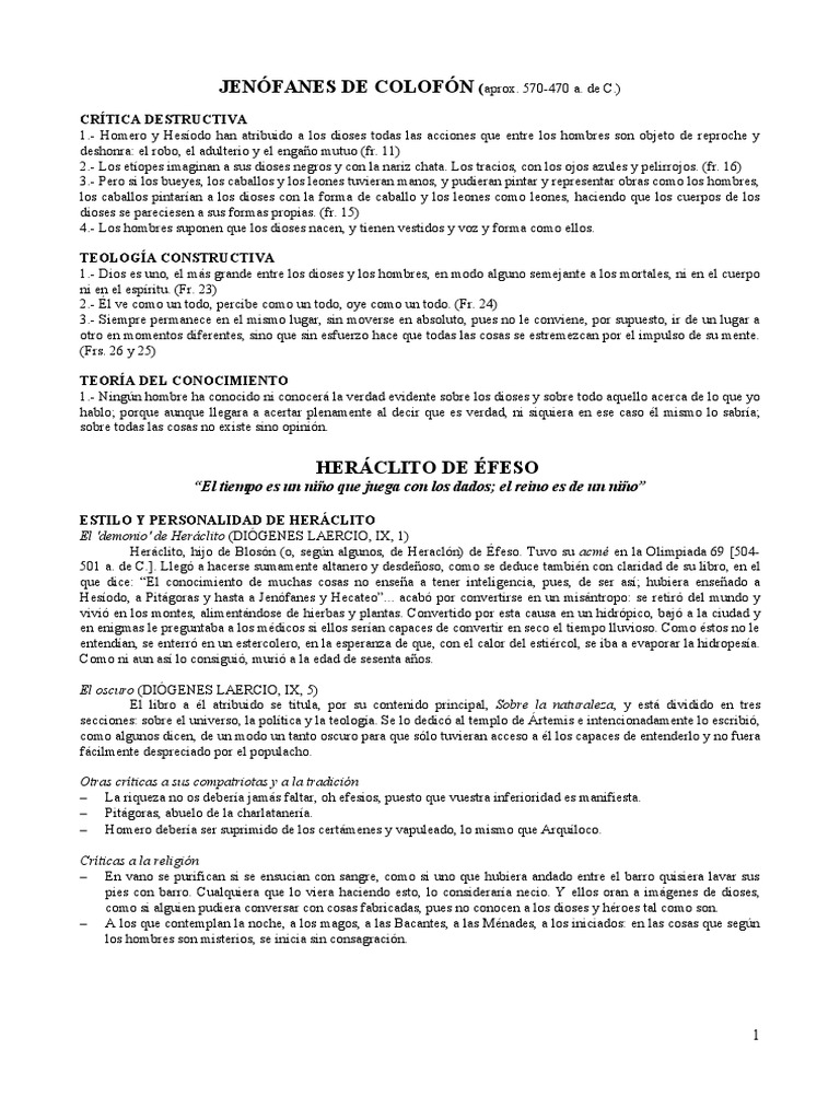 Crítica y Filosofía de Jenófanes y Heráclito | PDF | Muerte