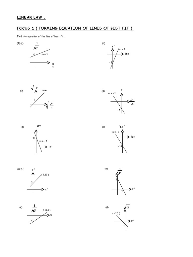 Linear Law: Best Fit Equations | PDF | Logarithm | Cartesian Coordinate ...