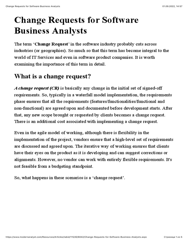 Change Requests For BA | PDF | Software Testing | Systems Science